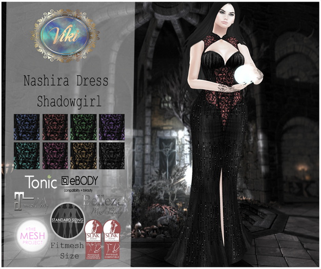 Second Life Marketplace - .Viki. Nashira Dress - Shadowgirl DEMO
