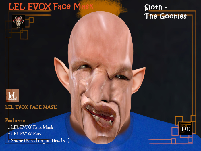 Second Life Marketplace - Doggy's Emporium - Face Mask: Sloth - The Goonies
