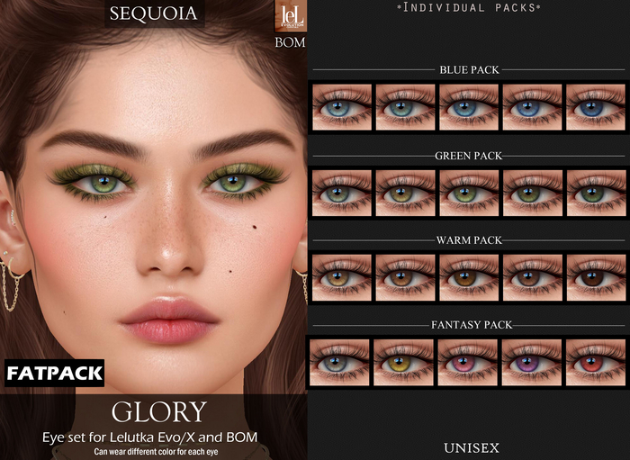 Second Life Marketplace - FATPACK::Sequoia:: Glory eye set for Lelutka ...
