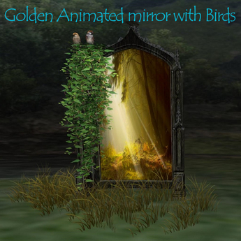 Second Life Marketplace - -MBC-Golden Animated Glow Mirror with birds