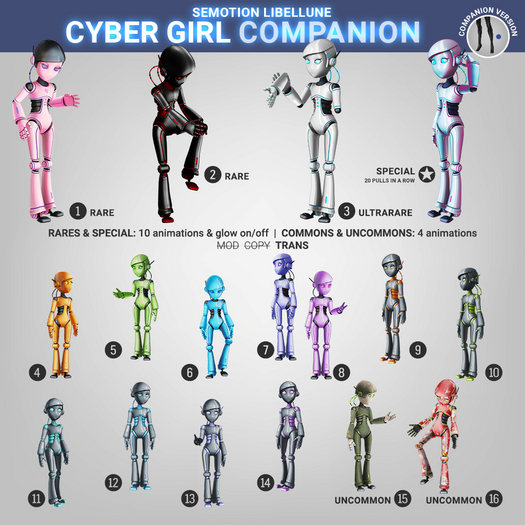Second Life Marketplace - SEmotion Libellune Cyber Girl Companion ...