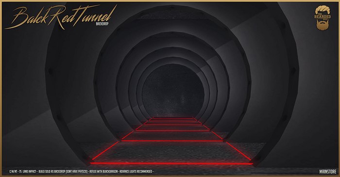 Second Life Marketplace - Black Red Tunnel Backdrop - The Bearded Guy