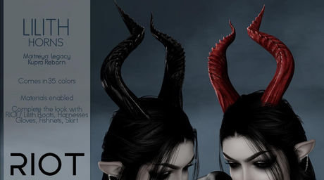 Second Life Marketplace - RIOT / Lilith Horns - Fatpack