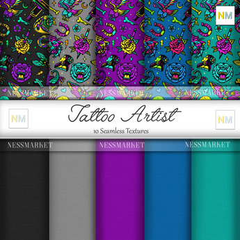 Second Life Marketplace - Tattoo Artist Matching Fabrics 10 Seamless ...