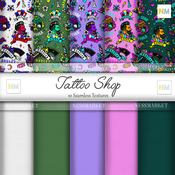 Second Life Marketplace - Tattoo Shop Matching Fabrics 10 Seamless ...