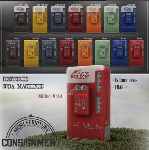 Second Life Marketplace - [Con.] Restored Soda Machines - 2tone Orange