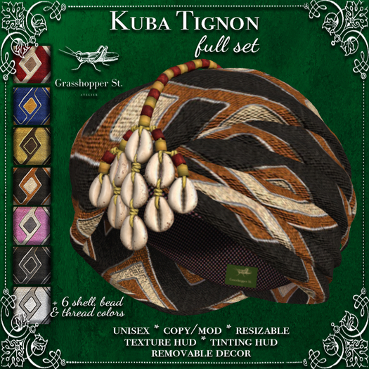 Second Life Marketplace - Grasshopper St Kuba Tignon - Full Set