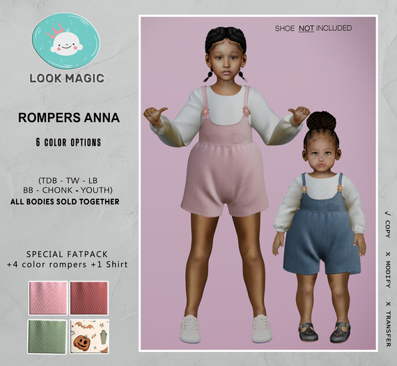 Second Life Marketplace - [LM]Rompers Anna_TD/LB/BB tod/chonk/TW/youth ...