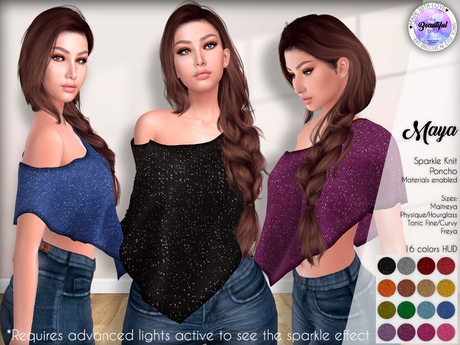 Second Life Marketplace - .:TBO:. Maya - sparkle knit poncho DEMO