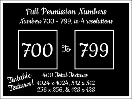Second Life Marketplace - Numbers - Cookie - 700-799 (W/B) - 400 Textures