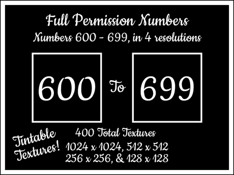 Second Life Marketplace - Numbers - Cookie - 600-699 (W/B) - 400 Textures