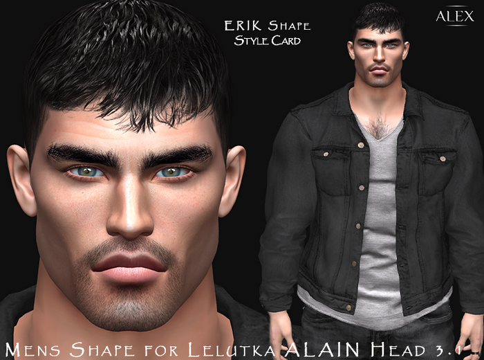 Second Life Marketplace - ERIK Mens Shape for Lelutka ALAIN Head 3.1 ...