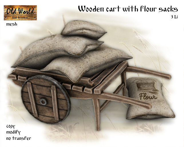 Second Life Marketplace - Wooden cart with flour sacks - Old World ...