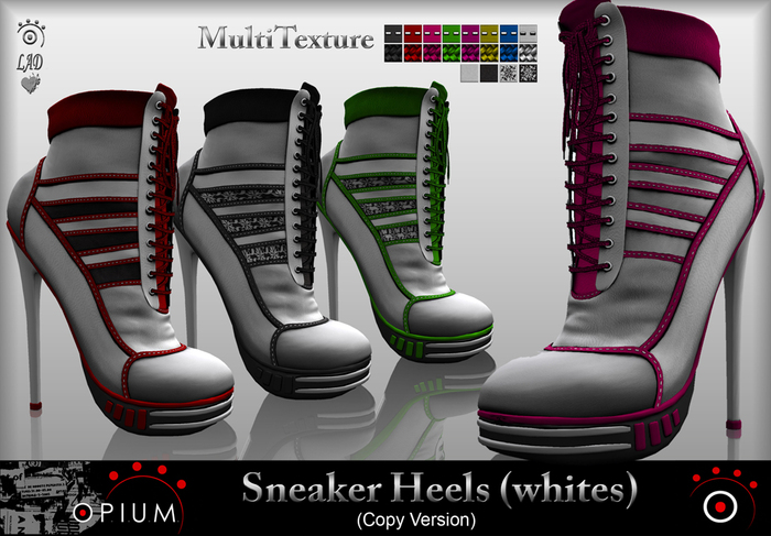 Second Life Marketplace - Opium Sneaker Heels Whites (COPY)(BOXED)(PROMO)