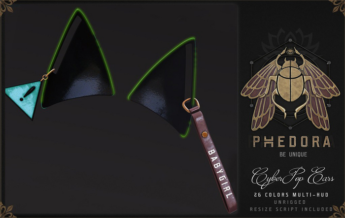 Second Life Marketplace - Phedora ~ CyberPop Ears ~ 26C.. Fatpack {ADD ME}