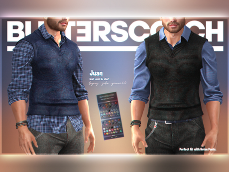 Second Life Marketplace - BUTTERSCOTCH . Juan Knit Vest & Shirt {Combo 11}