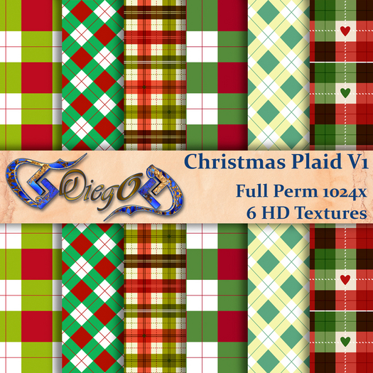 Second Life Marketplace - Diego Textures ~ Christmas Plaid V1