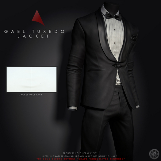 Second Life Marketplace - //Ascend// Gael Tuxedo Suit Jacket - White