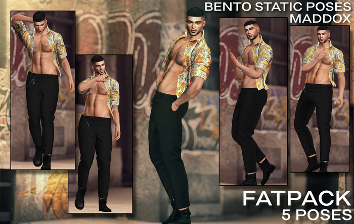Second Life Marketplace - MADDOX | Male Bento Static Pose Set | FATPACK ...