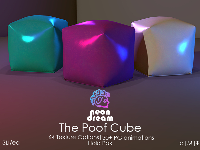 Second Life Marketplace - .:: neon dream ::. The Poof Cube - Holo Pak