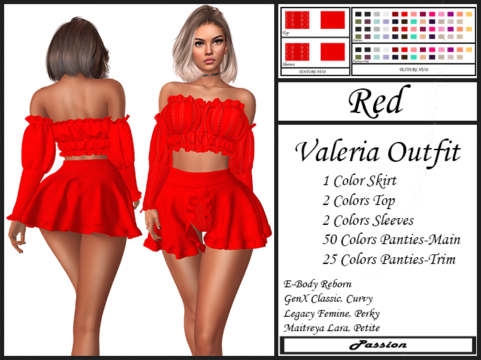 Second Life Marketplace Passion Valeria Outfit Red