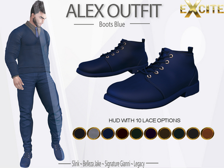 Second Life Marketplace - Excite Alex Boots Blue