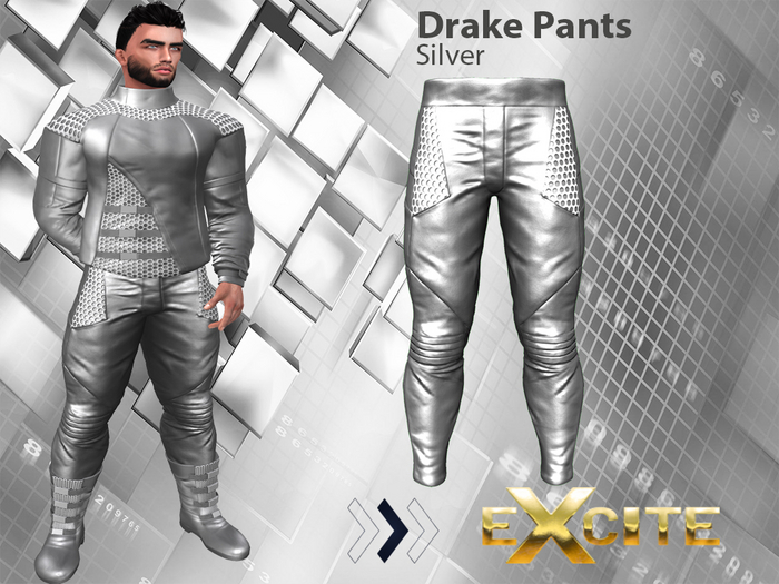 Second Life Marketplace - Excite Drake Pants Silver