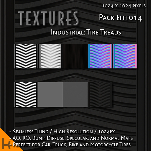 Second Life Marketplace - [kITT014] 1024px rubber tire tread texture ...