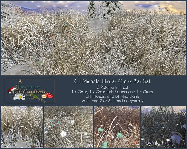 Second Life Marketplace - CJ Miracle Winter Grass 3er Set
