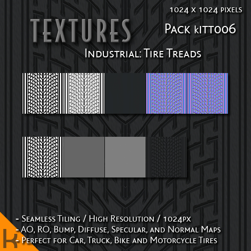 Second Life Marketplace - [kITT006] A 1024px seamless tire tread ...