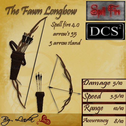 Second Life Marketplace - Spell Fire The Fawn Long Bow [box]