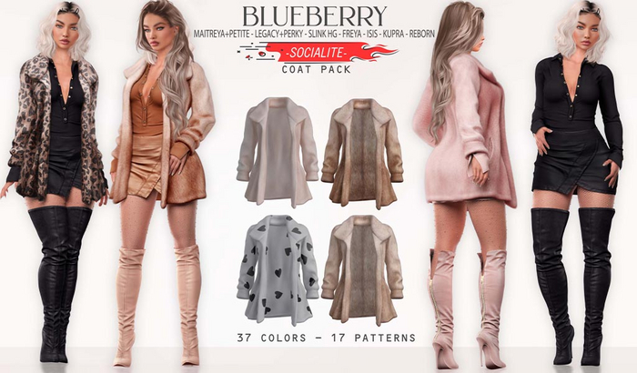 Second Life Marketplace - Blueberry - Socialite - Fur Coat - Fat Pack