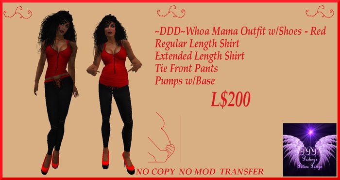 Second Life Marketplace - ~DDD~Whoa Mama Outfit w/Shoes - Red