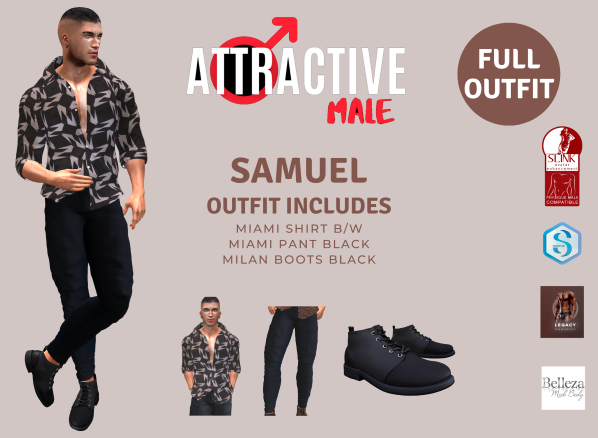 Second Life Marketplace - Attractive SAMUEL OUTFIT -Belleza Jake ...