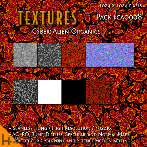 Second Life Marketplace - [kCAO008] 1024px Seamless Alien Organic Tissue Sample Textures with ...