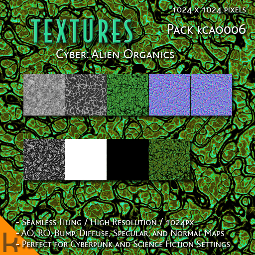 Second Life Marketplace - [kCAO006] 1024px Seamless Alien Organic ...