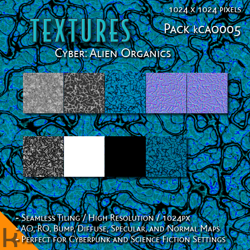 Second Life Marketplace - [kCAO005] 1024px Seamless Alien Organic ...