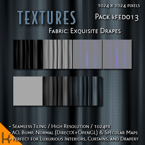 Second Life Marketplace - [kFED013] 1024px Curtain and Drapes Kits with ...