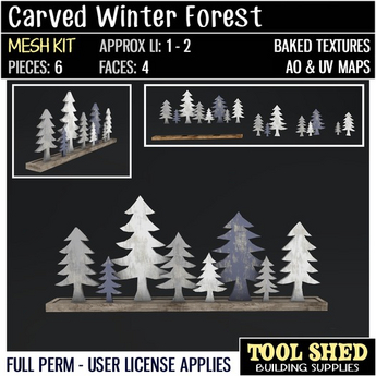 Second Life Marketplace - Tool Shed - Carved Winter Forest Kit