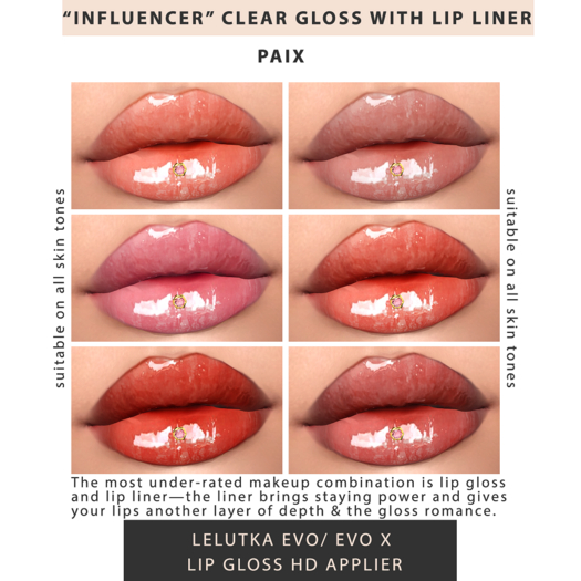Second Life Marketplace - [DEMO] INFLUENCER Clear Lipgloss -leLUTKA Evo ...