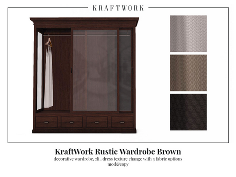 Second Life Marketplace - KraftWork Rustic Wardrobe Brown (Add Me)