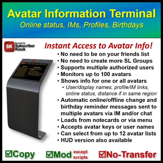 Second Life Marketplace - Avatar Information Terminal