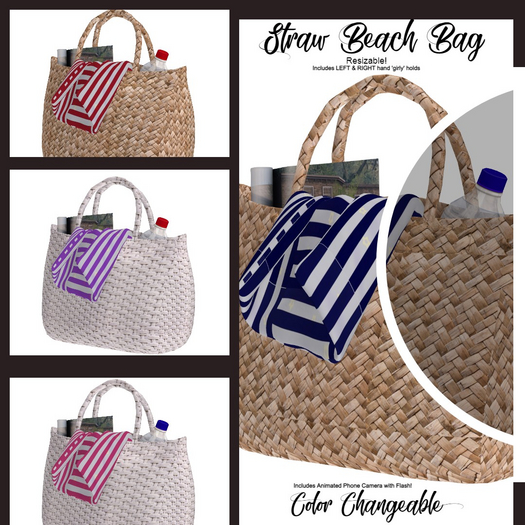 Second Life Marketplace - Wearable Straw Beach Bag (BOXED)