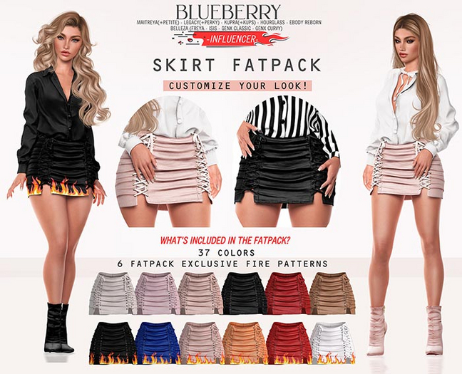 Second Life Marketplace - Blueberry - Influencer - Laced Up Skirt - DEMO