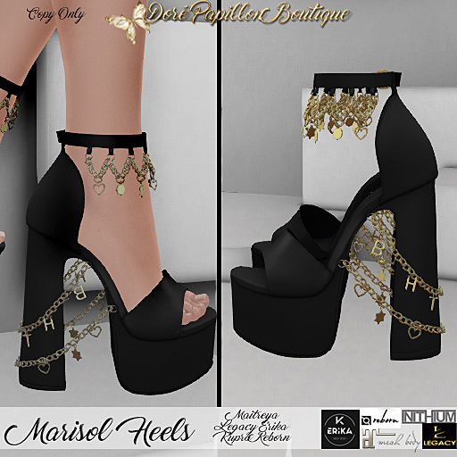 Second Life Marketplace - DPB Marisol Heels - Black *Maitreya, Legacy ...