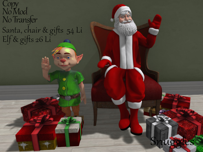 Second Life Marketplace - Animesh Sitting Santa with Elf By Snuggles