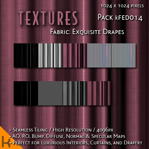 Second Life Marketplace - [kFED014] 1024px Seamless Burgundy Rippled ...