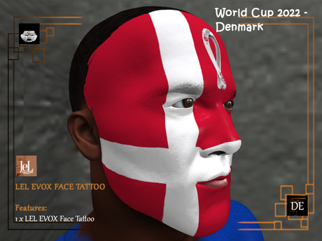 Second Life Marketplace - Fifa World Cup Qatar 2022 - Face Paint - Denmark