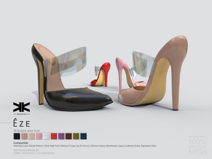 Second Life Marketplace - Eze :: Woman Shoes :: 10 Colors :: {kokoia}
