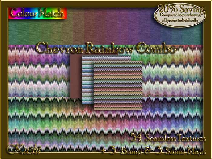 Second Life Marketplace - Chevron Rainbow Combo Seamless Texture Set